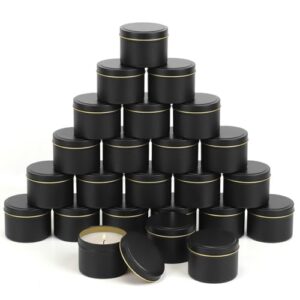 sonviibox 24 pieces black candle tins 4oz, candle jars,bulk candle containers for candle making,storage jars,diy candle making (black)