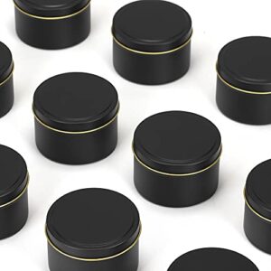 SONVIIBOX 24 Pieces Black Candle Tins 4oz, Candle Jars,Bulk Candle Containers for Candle Making,Storage Jars,DIY Candle Making (Black)