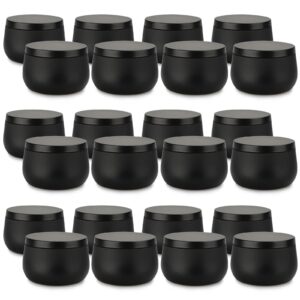 candle tins 24 pieces, 8oz large size metal jars for candle making/diy/arts & crafts, reusable empty can containers with lid, black