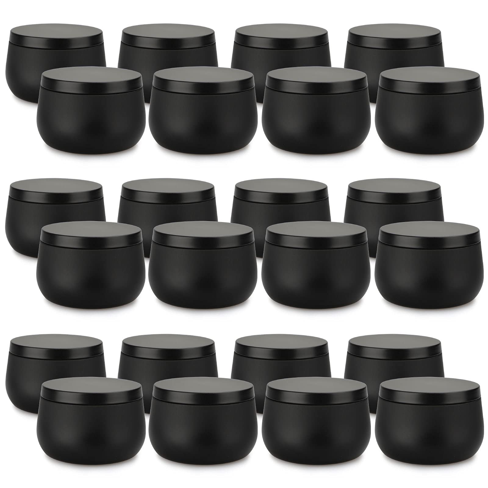 Candle Tins 24 Pieces, 8oz Large Size Metal Jars for Candle Making/DIY/Arts & Crafts, Reusable Empty Can Containers with Lid, Black