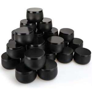 Candle Tins 24 Pieces, 8oz Large Size Metal Jars for Candle Making/DIY/Arts & Crafts, Reusable Empty Can Containers with Lid, Black