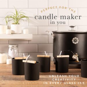 Craft & Venture Candle Jars for Making Candles - 6 pack, 10oz Glass Jar with Bamboo Lids, Matte Black, Empty Candle Containers - Candle Vessels for Bulk Candle Making Supplies. (Cylinder)