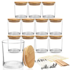 beiutao candle jars, 12pack 10oz clear glass candle jars with lids and candle wicks, candle containers, candle making kit for making candles - dishwasher safe