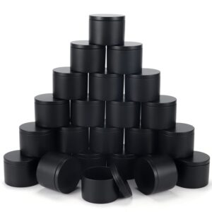 sonviitins 24 pieces 8 oz black candle tins,8oz candle jars candle containers with lids, candle tin for candles making, arts & crafts, storage, and gifts