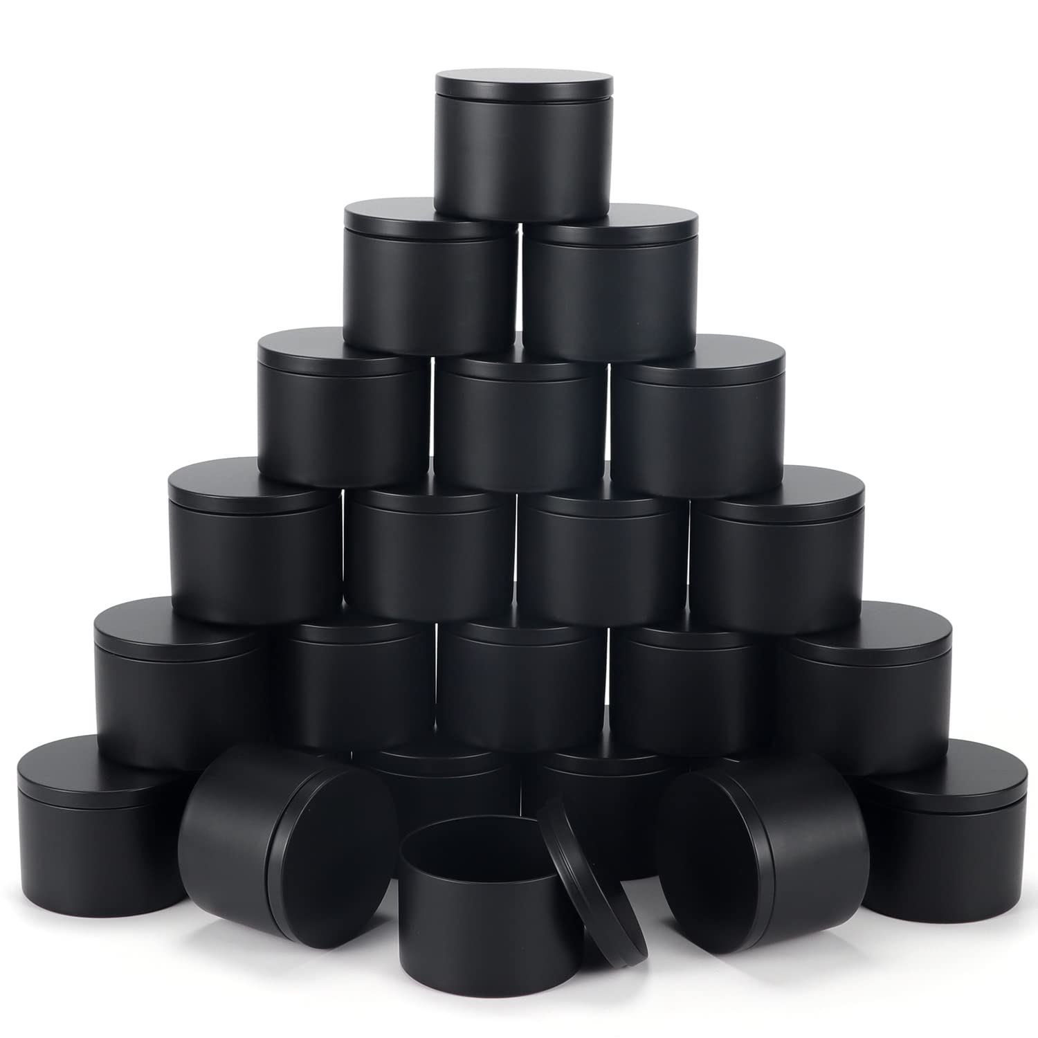 sonviitins 24 Pieces 8 oz Black Candle Tins,8oz Candle Jars Candle Containers with Lids, Candle tin for Candles Making, Arts & Crafts, Storage, and Gifts