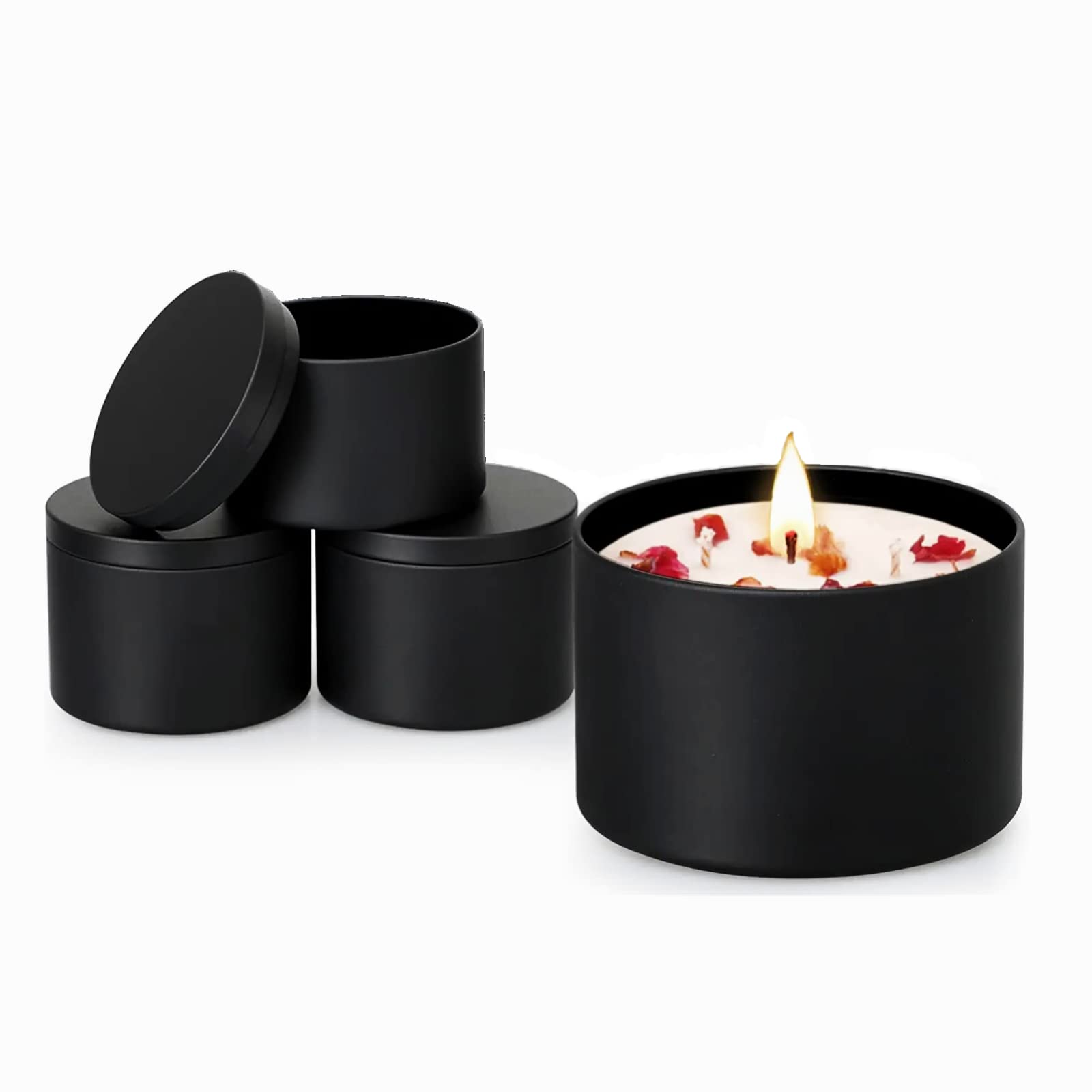 sonviitins 24 Pieces 8 oz Black Candle Tins,8oz Candle Jars Candle Containers with Lids, Candle tin for Candles Making, Arts & Crafts, Storage, and Gifts