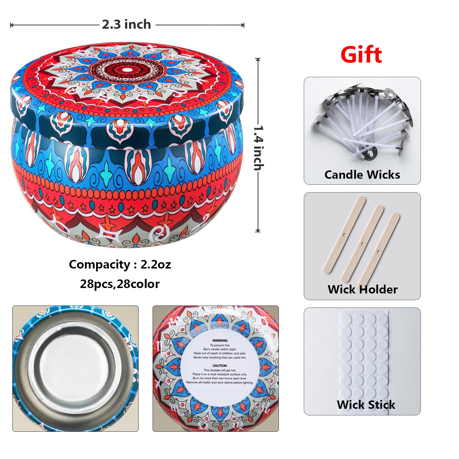 Ahyiyou Candle Tins Candle Making Kits 28 Pcs 28 Zodiac Patterns 2.2 OZ, DIY Empty Candle Containers with Lids, Candle Wicks, Wicks Holder, Wicks Stickers, Arts & Crafts, Storage & More