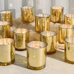 supmind 12 pack glass candle jars-10oz golden empty candle jars with bamboo lids, bulk candle jars for gold wedding centerpieces for table decorations, gold party bridal shower decorations