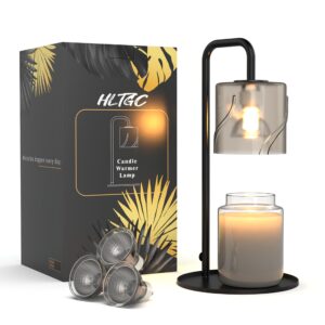 hltgc candle warmer lamp, with 3 bulbs,timer & dimmer,compatible with large yankee candle jars,for jar candles,electric top candle melter,110-120v，(black)