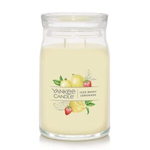 yankee candle iced berry lemonade scented, signature 20oz large jar 2-wick candle, over 60 hours of burn time