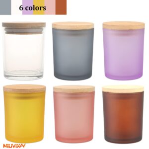 MILIVIXAY 12 Pack 7 OZ Multicolored Glass Candle Jars with Lids and Candle Making Kits - Bulk Empty Candle Jars for Making Candles