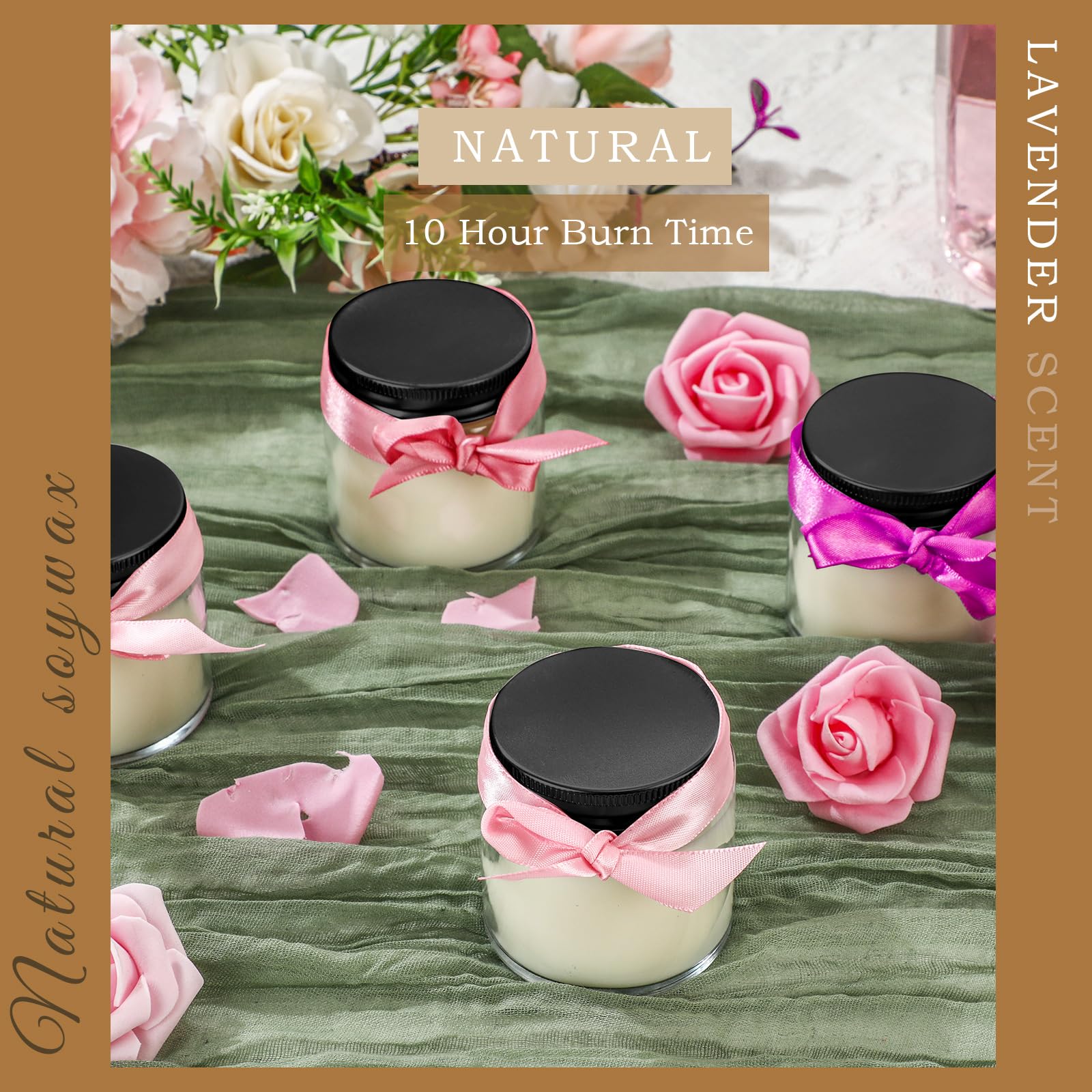 Lounsweer 24 Pcs Bulk Candles Mini Mason Jar Candles 4oz Small Scented Wedding Favors Gifts Lavender Wax Stress Relief Aromatherapy Candles for Christmas Birthday Baby Shower Party Favors(Black)