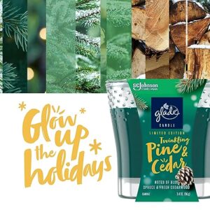 Glade Candle Jar, Air Freshener, Twinkling Pine & Cedar, Limited Edition Scent, 3.4 Oz