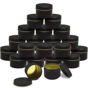 bunhut candle tins,24 pack 5oz candle tins for making candles,bulk candle jars with lids,candle containers for diy candle making,black candle tins,empty candle jars for making candles (black-5 oz)