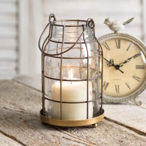 quart mason jar candle cage - antique brass