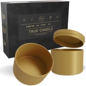 true candle 24x premium gold candle tin 8 oz | the original edgeless cylinder | matte finish outside and inside | premium candle containers & the ideal candle tins for making candles