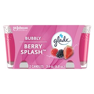 glade candle jar, air freshener, bubbly berry splash, 3.4 oz, 2 count