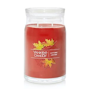 yankee candle autumn leaves scented, signature 20oz large jar 2-wick candle, over 60 hours of burn time