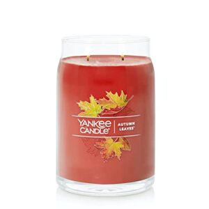 Yankee Candle Autumn Leaves Scented, Signature 20oz Large Jar 2-Wick Candle, Over 60 Hours of Burn Time