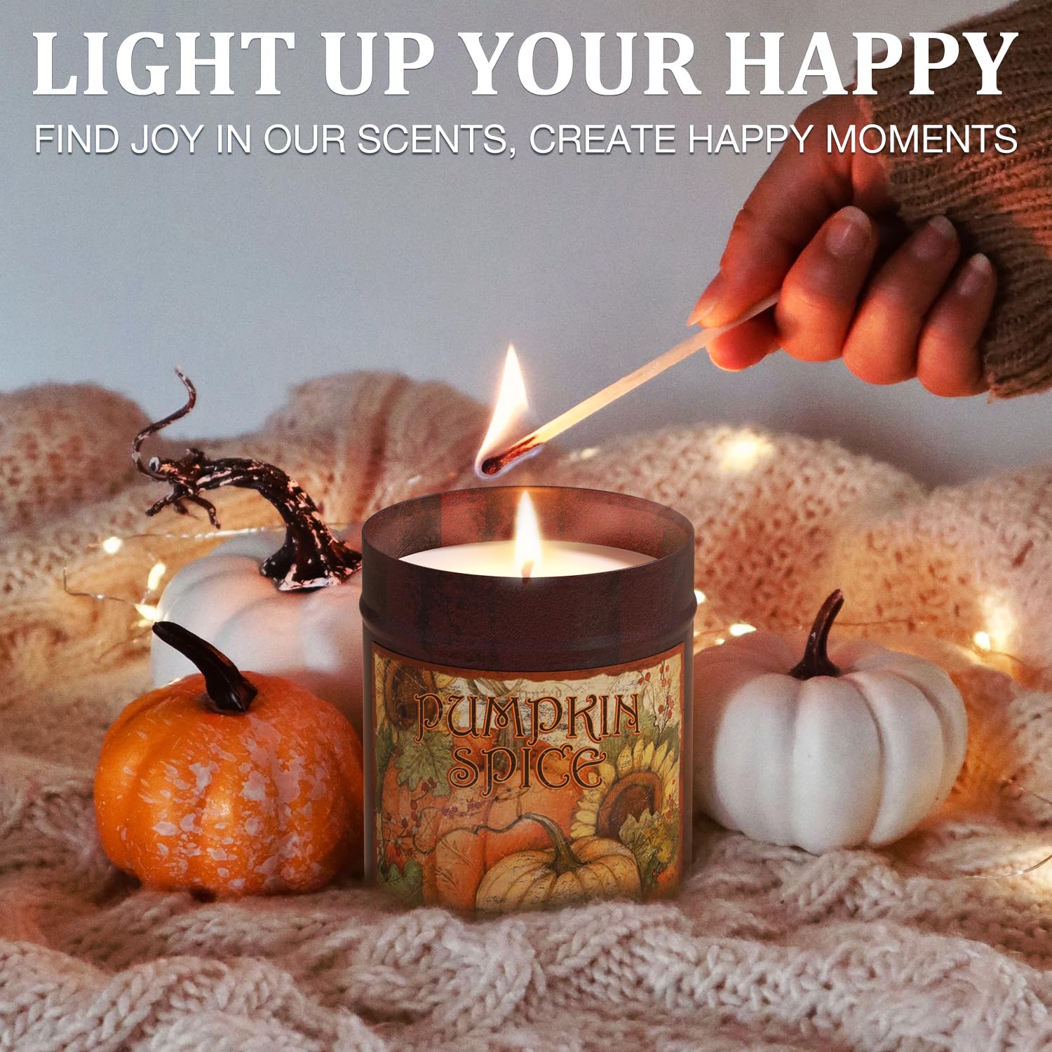 Autumn Scented Candles | Pumpkin Spice | Fall Candle | Natural Soy Candles for Home Scented | Vintage Large Jar Candle | Jar Candle Fall Scent | 90 Hours Long Burning | Candle Gifts for Women