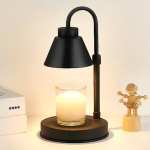 ordroll dimmable candle warmer lamp - candle wax warmer lamp with 2 bulbs,height adjustable candle melting light for bedroom and living room decor,candle lamps for small large size jar candles,black