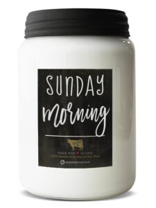 milkhouse candle company - sunday morning - 26oz beeswax and soy candles - farmhouse collection - 100% natural, paraffin free, with premium fragrance oil, glass jars with lids