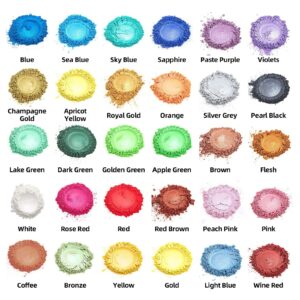 Mica Powder, 30 Color Resin Pigment, Natural Cosmetic Grade Shimmer Mica Powder for Epoxy Resin/Bath Bombs/Candle/Soap/Lip Gloss/Slime. Candle Dye,Soap Making Dye,Resin dye. (30 Bottle)