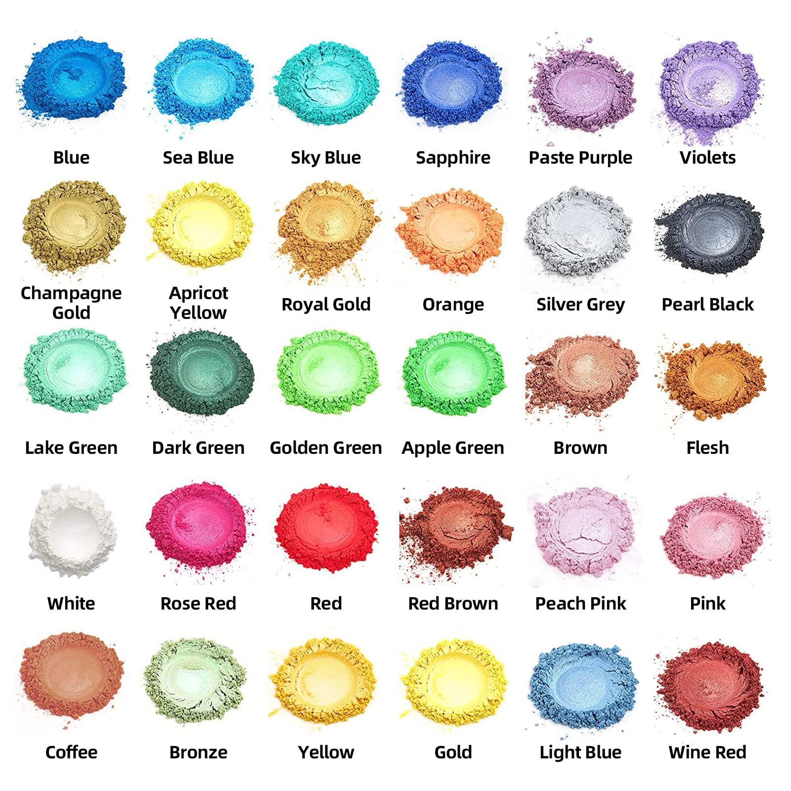 Mica Powder, 30 Color Resin Pigment, Natural Cosmetic Grade Shimmer Mica Powder for Epoxy Resin/Bath Bombs/Candle/Soap/Lip Gloss/Slime. Candle Dye,Soap Making Dye,Resin dye. (30 Bottle)