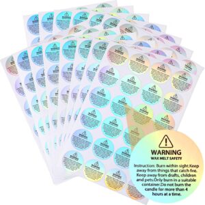 holographic candle warning labels candle jar container stickers wax melting safety stickers for candle jars tins containers candle making supplies (600 pieces)