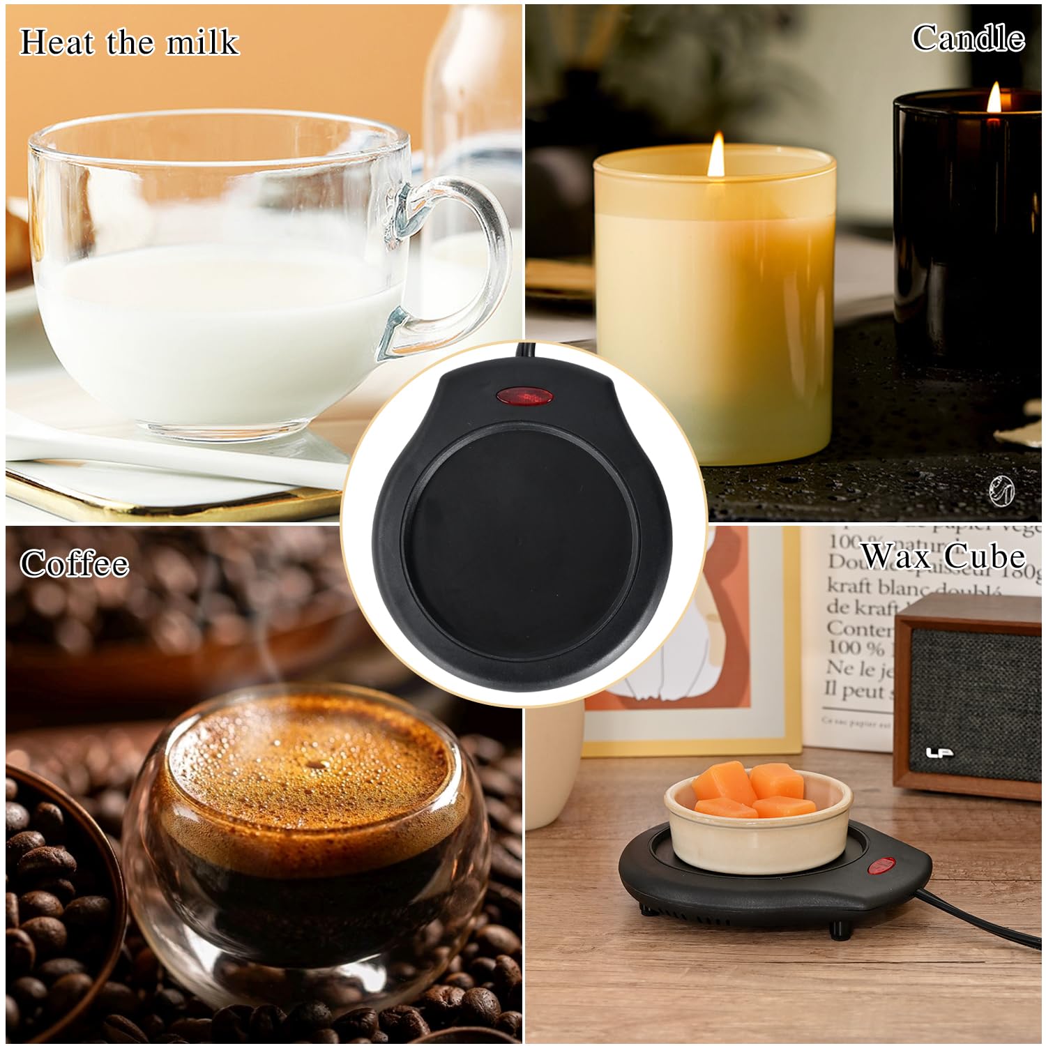 ASAWASA Candle Warmer for Large Jar, Coffee Mug Warmers, Safely Releases Scents Without a Flame, Melt The Candle Quickly, Enjoy Your Warm Coffee Tea. Gifts for Festival Birthday Women Men Mom Dad