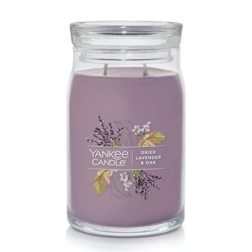 Yankee Candle Dried Lavender & Oak​ Scented, Signature 20oz Large Jar 2-Wick Candle, Over 60 Hours of Burn Time