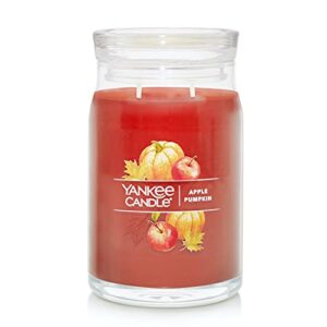 yankee candle apple pumpkin scented, signature 20oz large jar 2-wick candle, over 60 hours of burn time