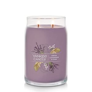 Yankee Candle Dried Lavender & Oak​ Scented, Signature 20oz Large Jar 2-Wick Candle, Over 60 Hours of Burn Time