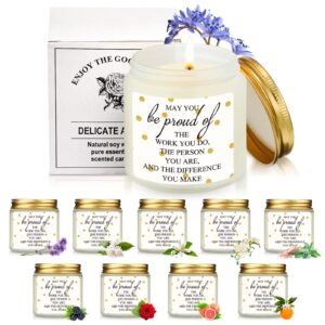 fumete 10 pcs jars scented soy candles 3.5 oz candles thank you gifts for employee appreciation gifts secretary coworker nurse teachers (proud, white)