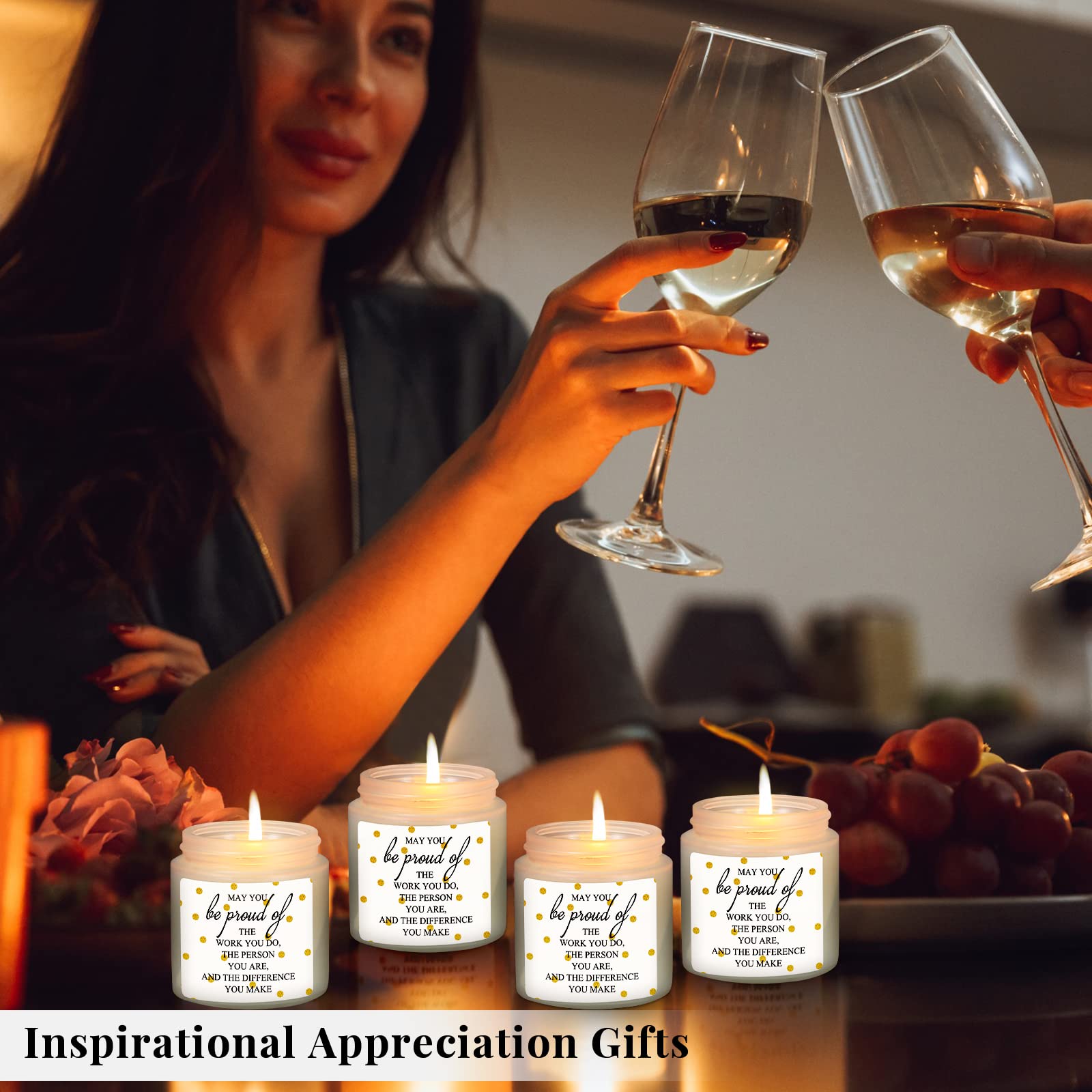 Fumete 10 Pcs Jars Scented Soy Candles 3.5 oz Candles Thank You Gifts for Employee Appreciation Gifts Secretary Coworker Nurse Teachers (Proud, White)