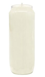 hyoola 9 day white prayer candles, 1 pack - 7" tall pillar candles for religious, memorial, party decor, vigil and emergency use - vegetable oil wax in plastic jar container, unscented