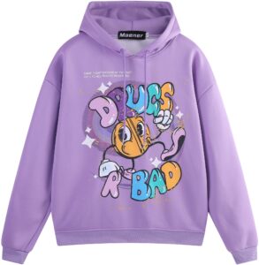 maener novelty hoodie drugs r bad cartoon graphic hooded pullover for men women unisex(purple)