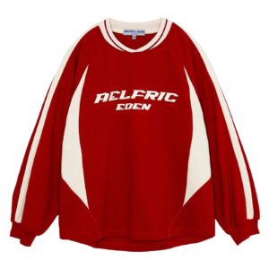 aelfric eden oversized crewneck sweatshirts for women red vintage graphic pullover loose fit streetwear long sleeve top