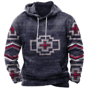 muscularfit todays daily deals mens hoodies pullover lightweight western aztec ethnic hooded sweatshrits casual slim ethnic print graphic hoodie vintage crewneck sweatshirt men navy m