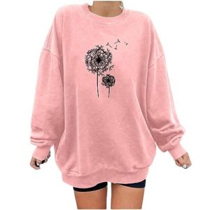 dolkfu my orders placed recently by me long sweatshirts for women women long sleeve fashion pullover cute flower graphic hoodies sweatshirts oversized crewneck sweatshirt pink l