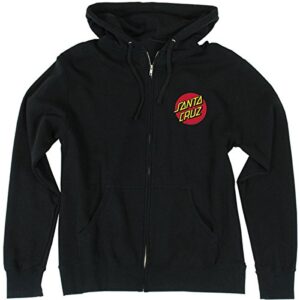 santa cruz men's zip up hooded sweatshirt classic dot skate zip up sweatshirt - black, size: xx-large