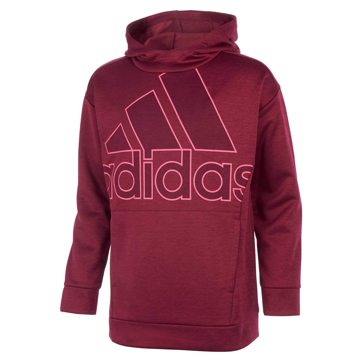 adidas Girls' Hooded Fleece Tunic Pullover Sweatshirt Purple