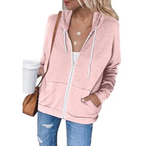 SMIDOW Womens Oversized Zip Up Hoodies Sweatshirt Fall y2k Clothes Teen Girls Casual Lightweight Drawstring Hoodie Jacket