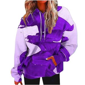 dolkfu your orders womens sweatshirts and hoodies women's oversized long sleeve casual hooded sweatshirts drawstring fashion tie dye pullover casual sweatshirts purple s