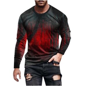 lightning deals of today halloween shirts for men long sleeve casual print graphic tee shirts muscle workout pullover crewneck sweatshirts long sleeve athletic shirt men black 4x