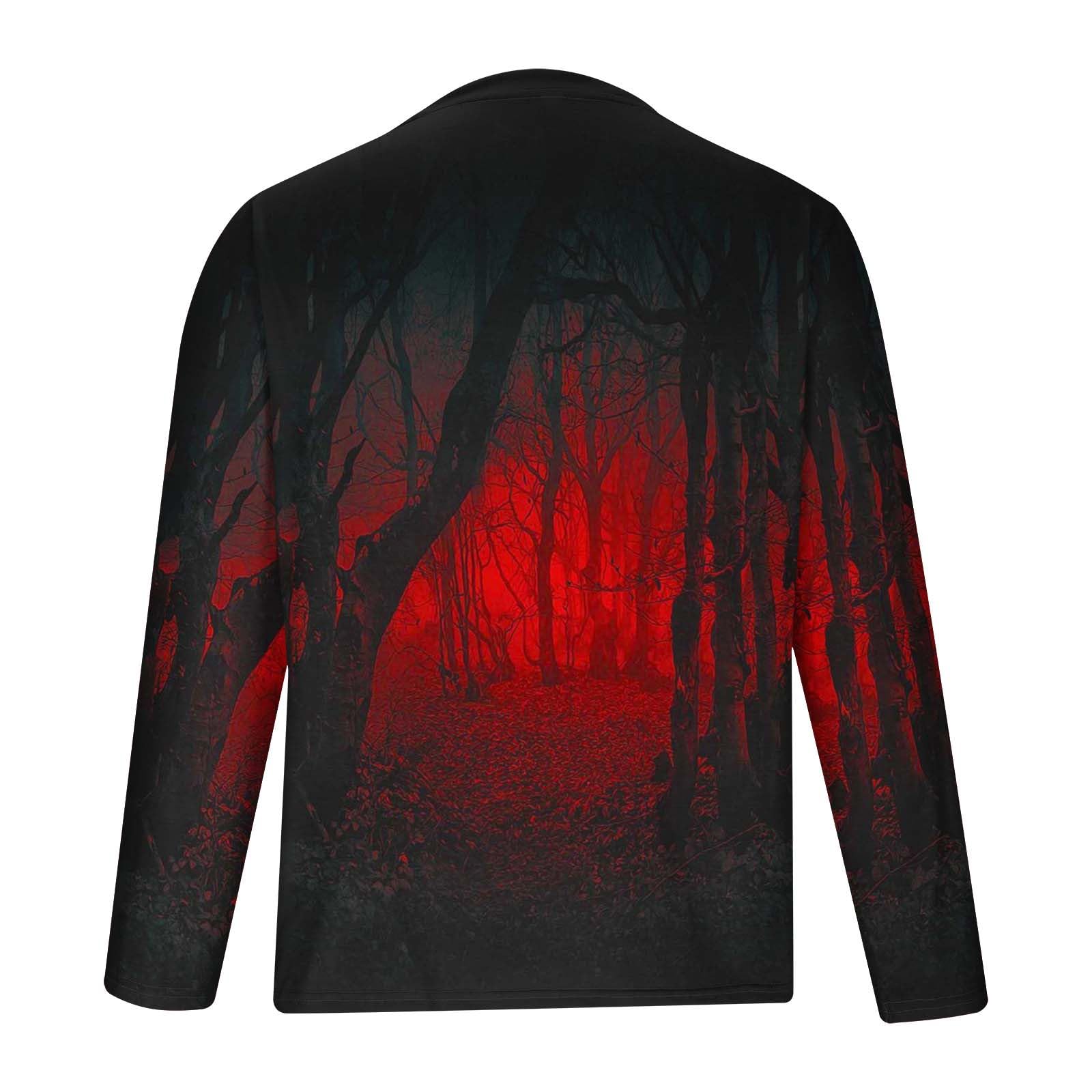 lightning deals of today Halloween Shirts for Men Long Sleeve Casual Print Graphic Tee Shirts Muscle Workout Pullover Crewneck Sweatshirts long sleeve athletic shirt men Black 4X