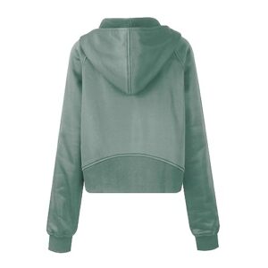 early 2023 fall outfits for women 2023 Cropped Zip up Hoodies For Women Sweatshirts Long Sleeve Collar Pullover Tops Loose Fit Casual Sweatshirt with Pocket Green M