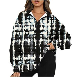 lightning deals of today prime women crewneck sweatshirt women fall fashion 2023 sweatshirt zip up long sleeve fall teen girl jacket tie dye fleece y2k hoodies pullover black m