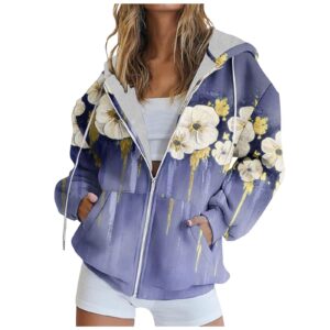 lightning deals of today fuzzy hoodies for women womens fleece zip up jacket lightweight fall jackets y2k clothes teen girls trendy hoodies sweatshirts with pockets blue s