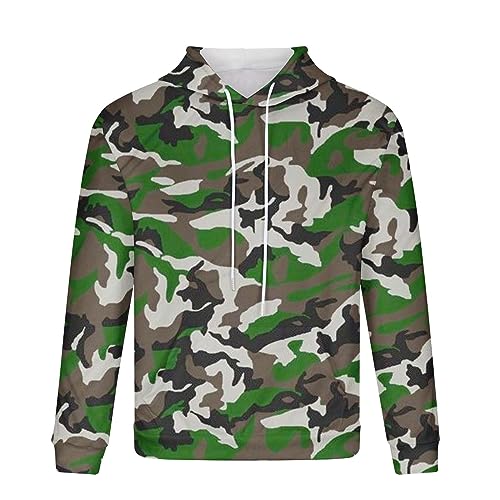 Muscularfit friday balck deals Camo Sweatshirt Hoodie for Men 2023 Fall Fashion Drawstring Casual Loose Long Sleeve Pullover Camouflage Shirts mens zip up hoodies loose fit Green 3X